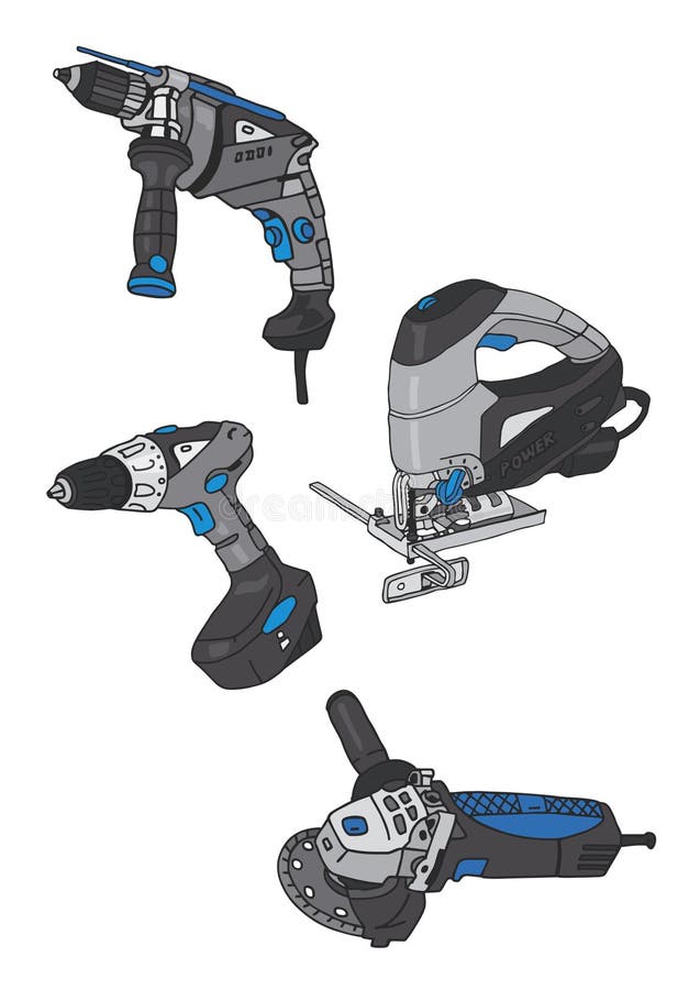 Electric Tools Icons Set Orange Stock Vector - Illustration of hammer ...