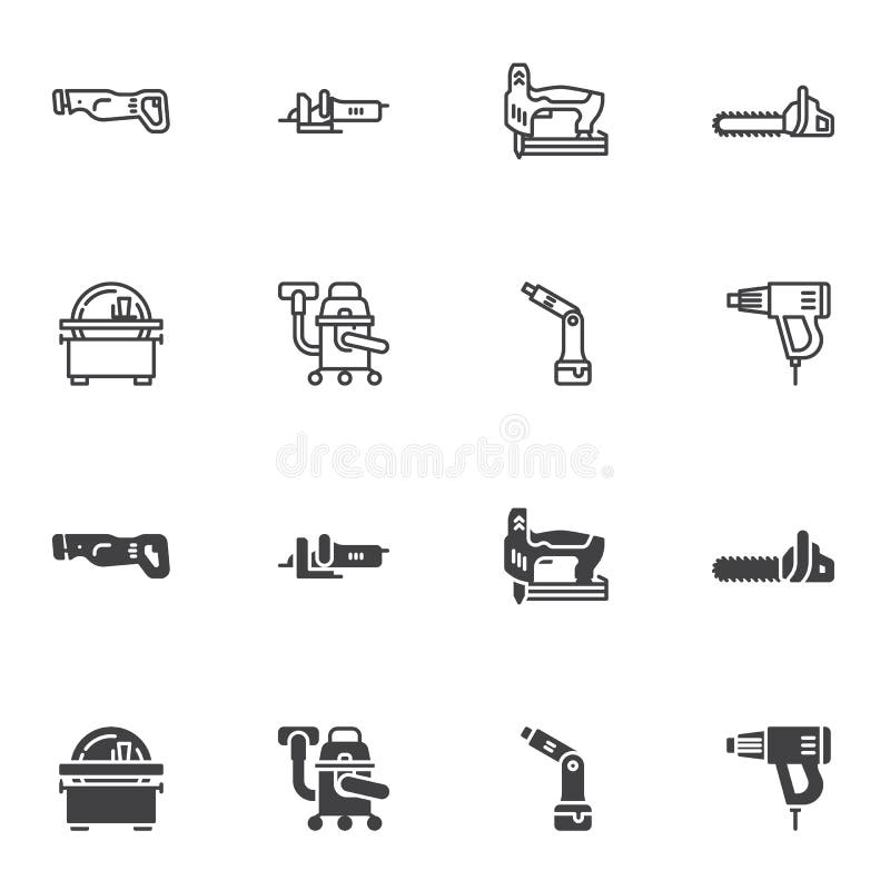 Electric tools icon set stock vector. Illustration of tools - 217852305