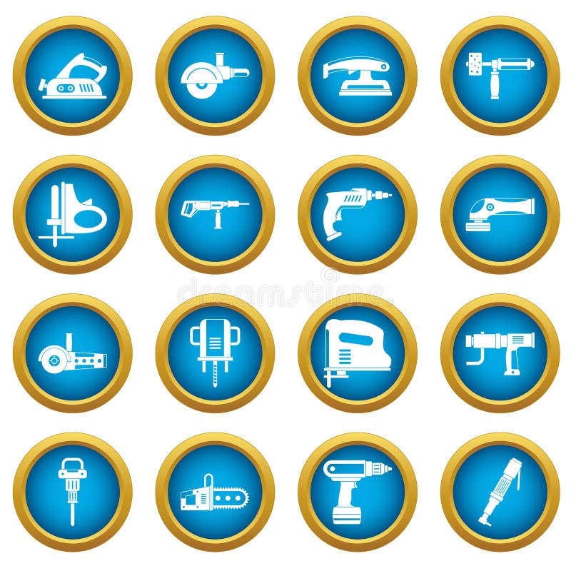 Electric Tools Icons Blue Circle Set Stock Vector - Illustration of ...