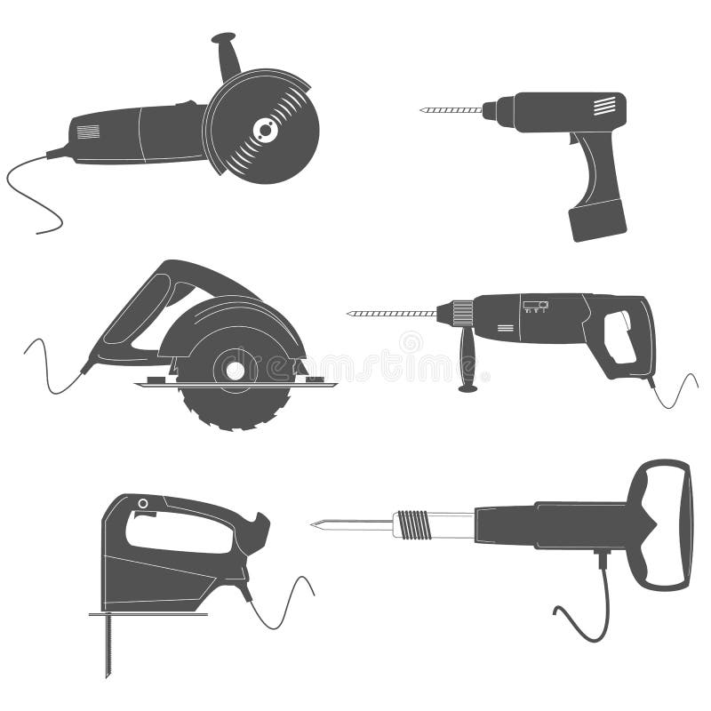 Electric Tools Vector Icon Set Stock Vector - Illustration of held ...