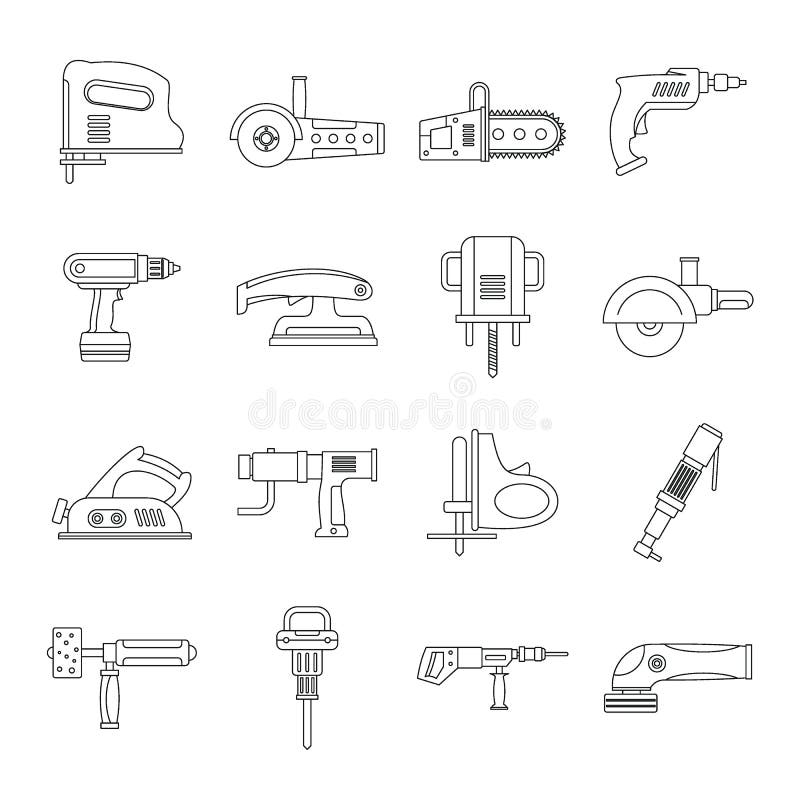 Electric Tools Icons Set, Isometric Cartoon Style Stock Vector ...