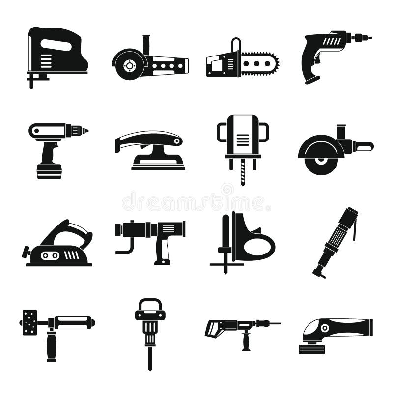 Electric Tools Icons Set, Simple Style Stock Vector - Illustration of ...