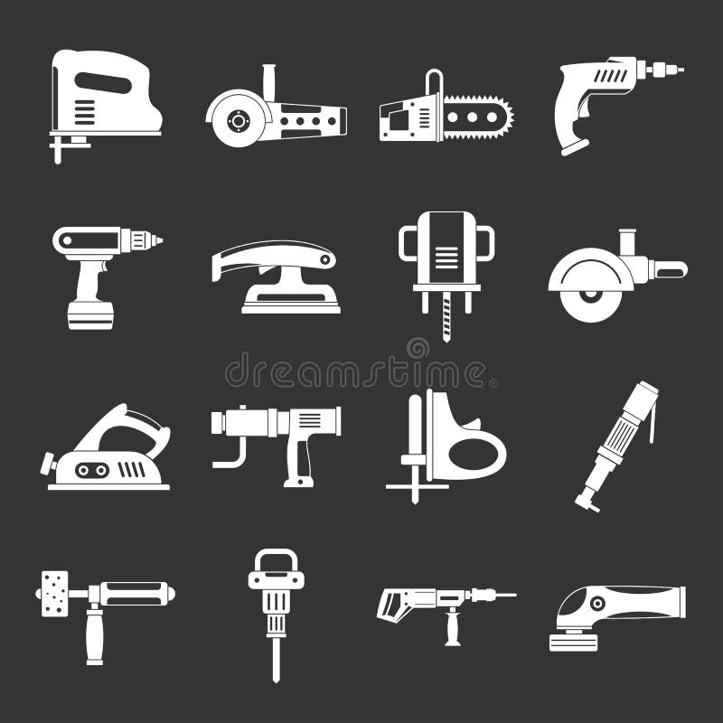 Electric Tools Icons Set Orange Stock Vector - Illustration of hammer ...