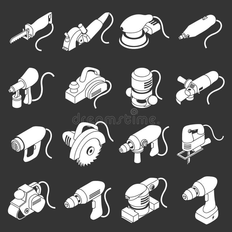 Electric Tools Vector Icon Set Stock Vector - Illustration of held ...