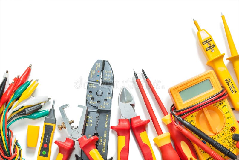 Electric Tools Set Isolated on White Stock Image - Image of maintenance ...