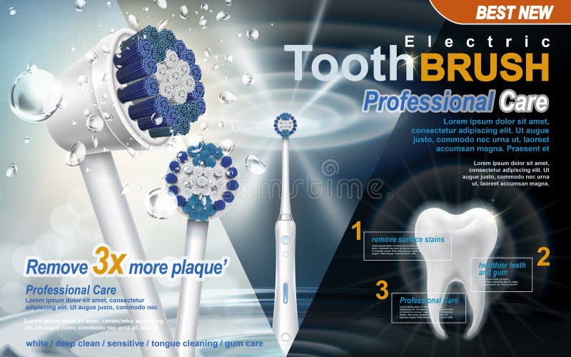 Electric toothbrush ad stock illustration. Illustration of close - 83918390