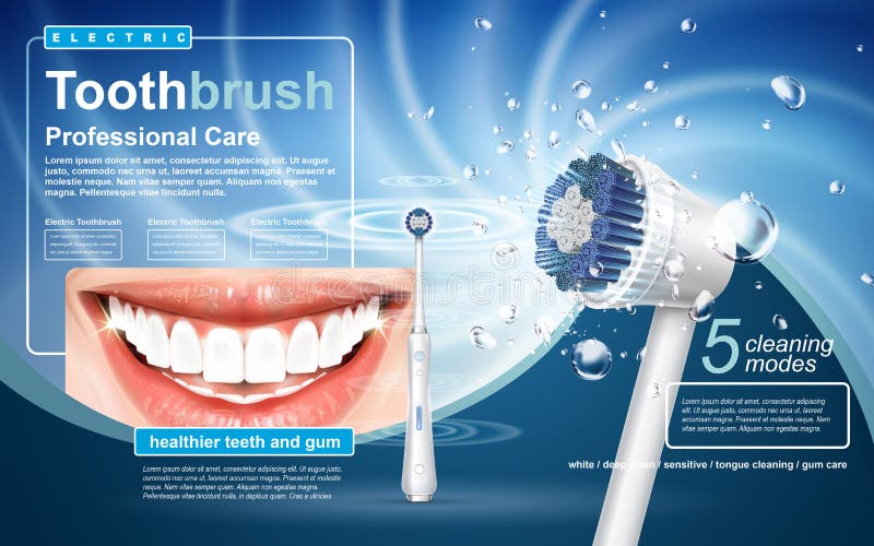 Electric toothbrush ad stock vector. Illustration of macro - 83925470