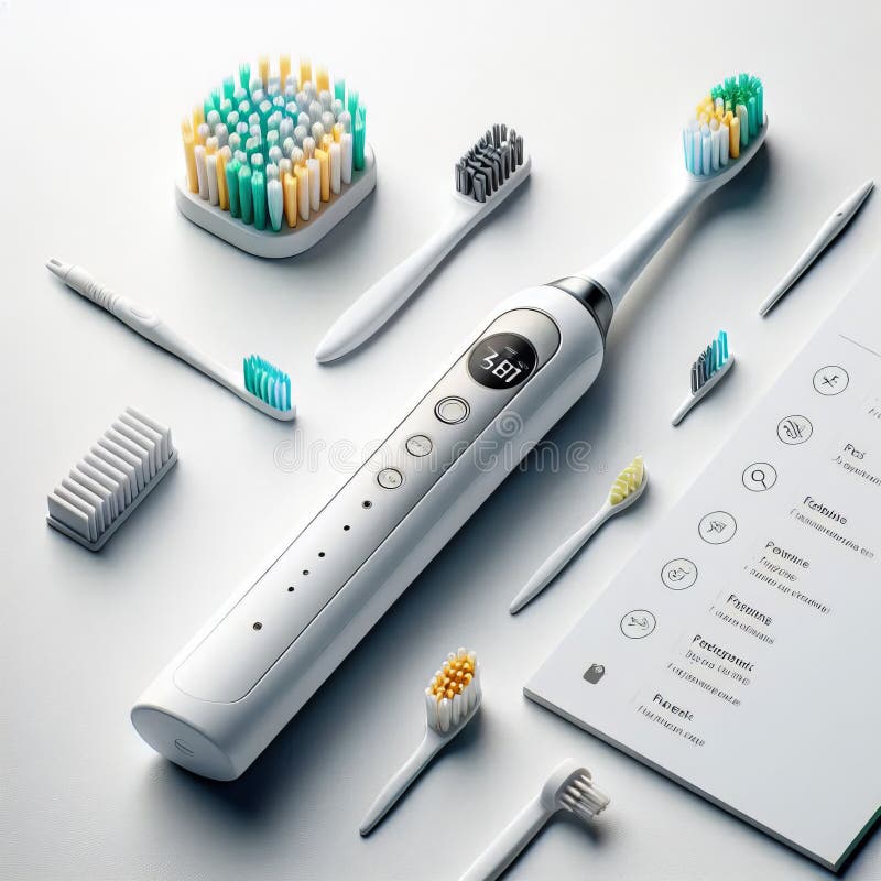 Electric Toothbrush with a Flat Handle and Multiple Brushing Mo Stock ...