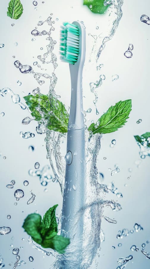 Electric Toothbrush with Water Splash and Mint Leaves, Freshness ...