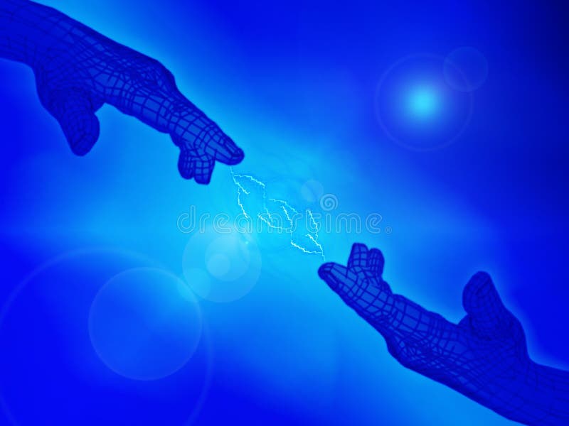 Hands blue touch stock illustration. Illustration of futuristic - 7834545
