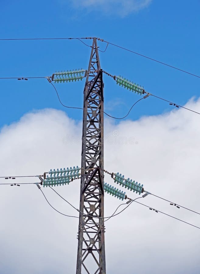 Electric Tower High Voltage Post Stock Photo - Image of steel, line ...