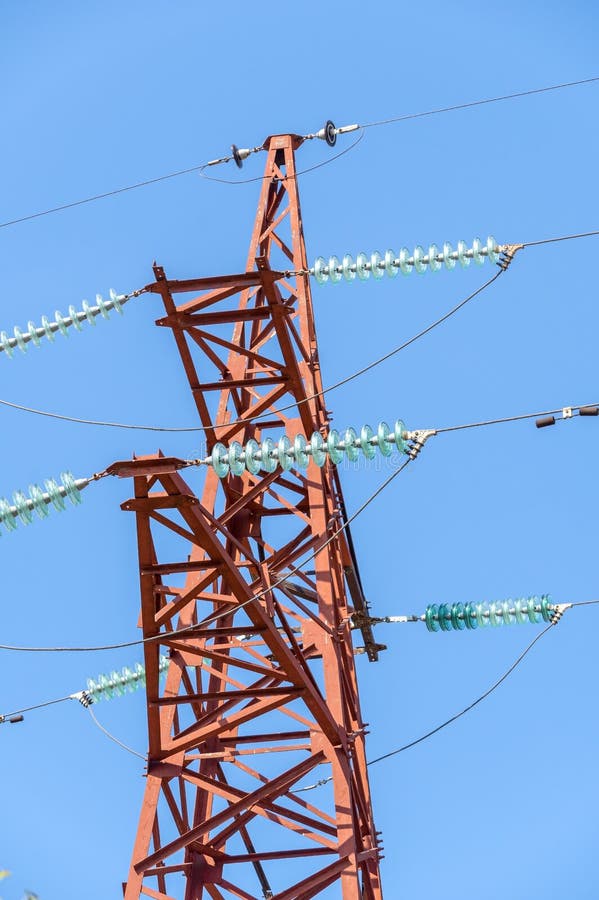 Electric Tower High Voltage Post Stock Photo - Image of cable ...