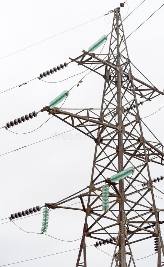 Electric Tower High Voltage Post on White Stock Photo - Image of ...