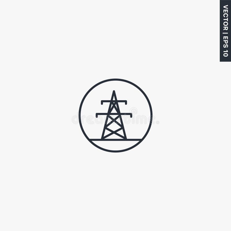 Electric Tower, Linear Style Sign for Mobile Concept and Web Design ...
