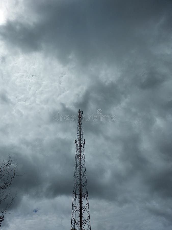 Electric Tower in Overcast Weather Stock Photo - Image of wing, black ...