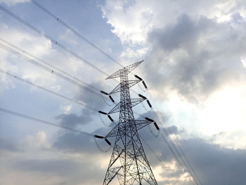 Electric Tower with Sky Background Stock Photo - Image of lighting ...