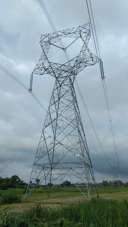 The High Voltage Electric Tower. Stock Photo - Image of long, 70ty ...