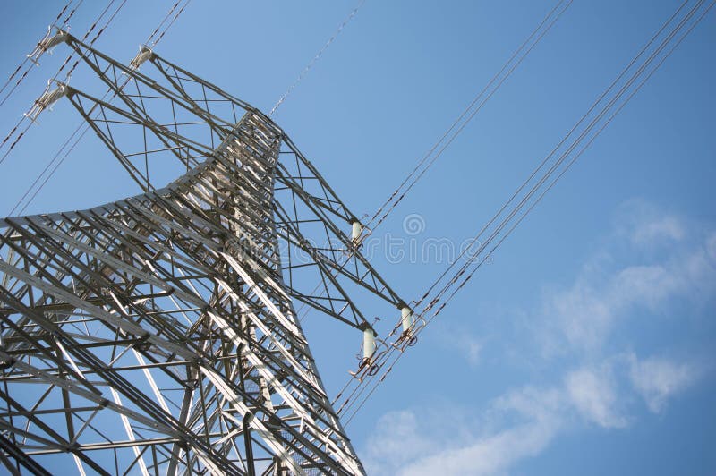 Electric Towers with High Voltage Cables Stock Photo - Image of danger ...