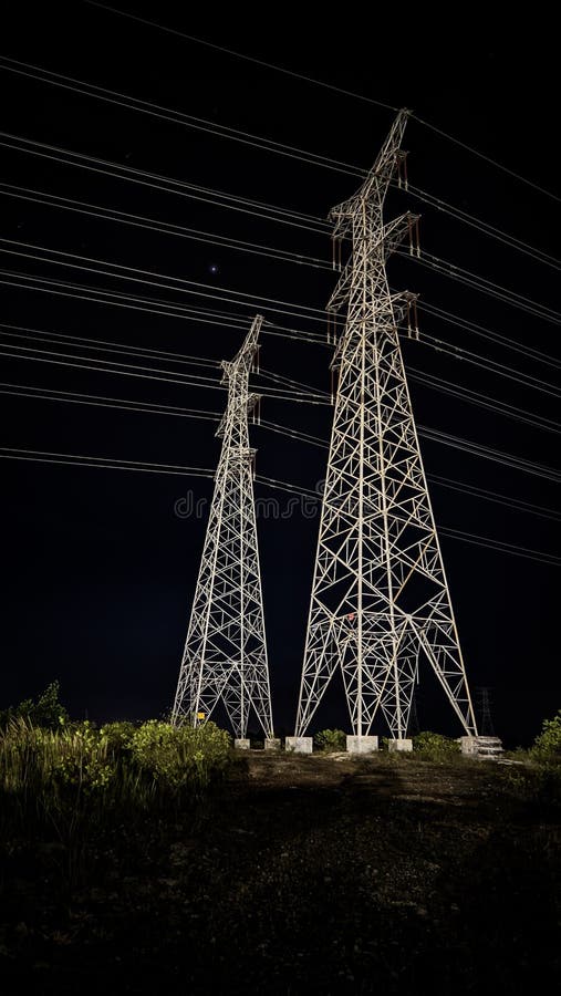 Electric towers stock photo. Image of mast, light, streetlight - 261718772