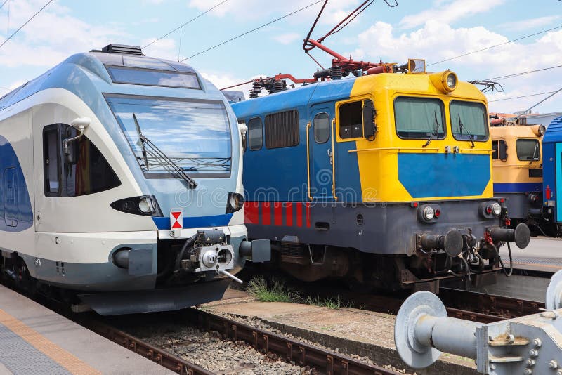 Electric Train Engine at the Station Stock Image - Image of vehicle ...