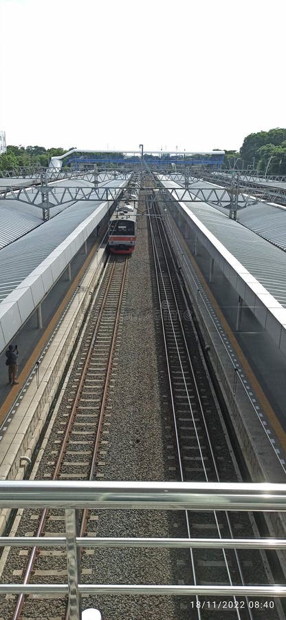 The Electric Train Enters the Station Area Stock Image - Image of ...