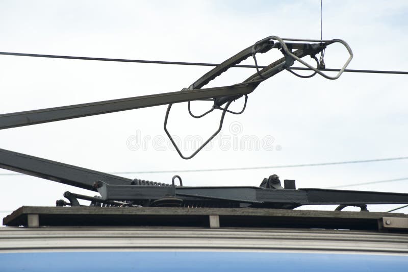 Pantograph on Top of on Electric Train or Light Rail Stock Photo ...