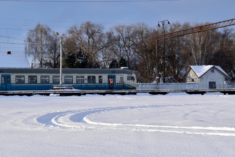 The Electric Train Pulled Up To the Railway Platform Stock Image ...