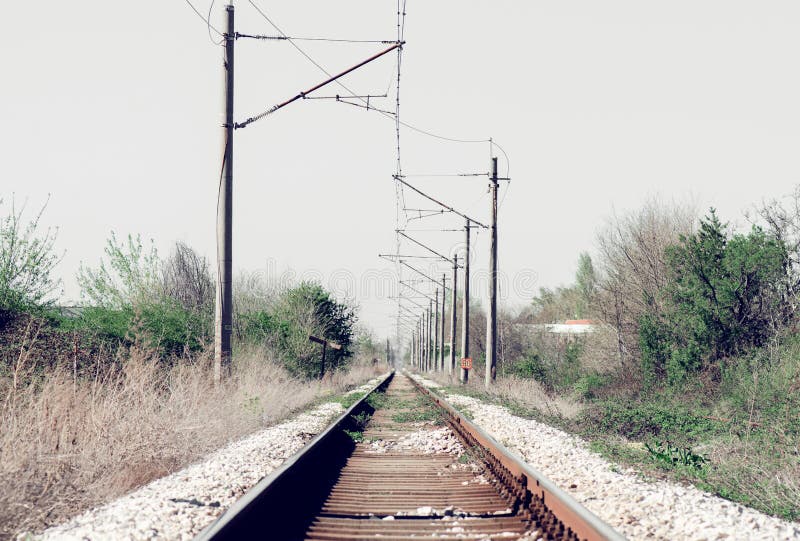 Electric Train Rails stock image. Image of distant, electric - 89873747