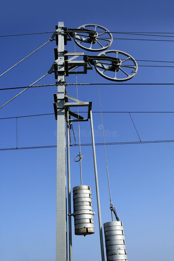 Cables and Pole Tower Electric Train Railway Stock Photo - Image of ...