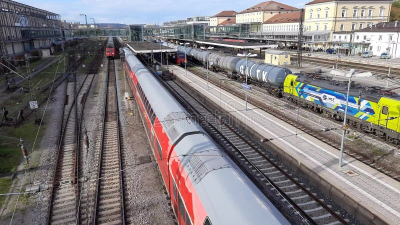 Electric Train for Transporting People and Cargo Stock Video - Video of ...