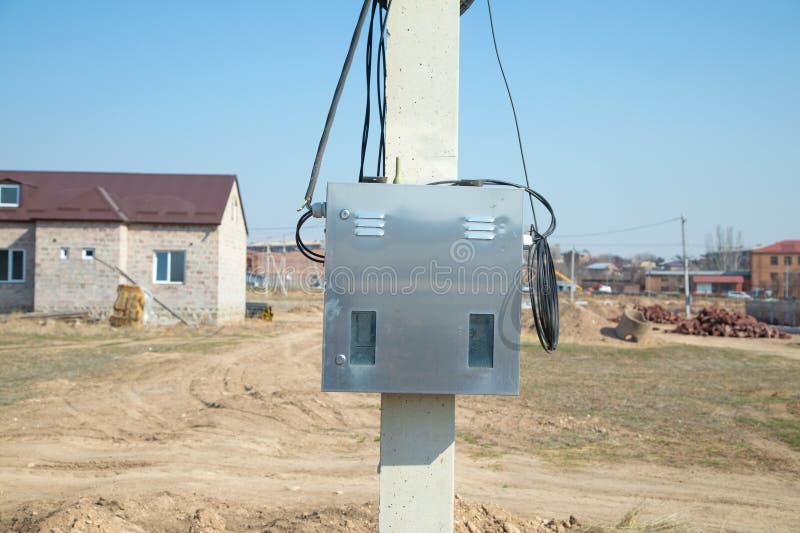 Electric Transformer Box Mounted on Utility Pole Stock Illustration ...