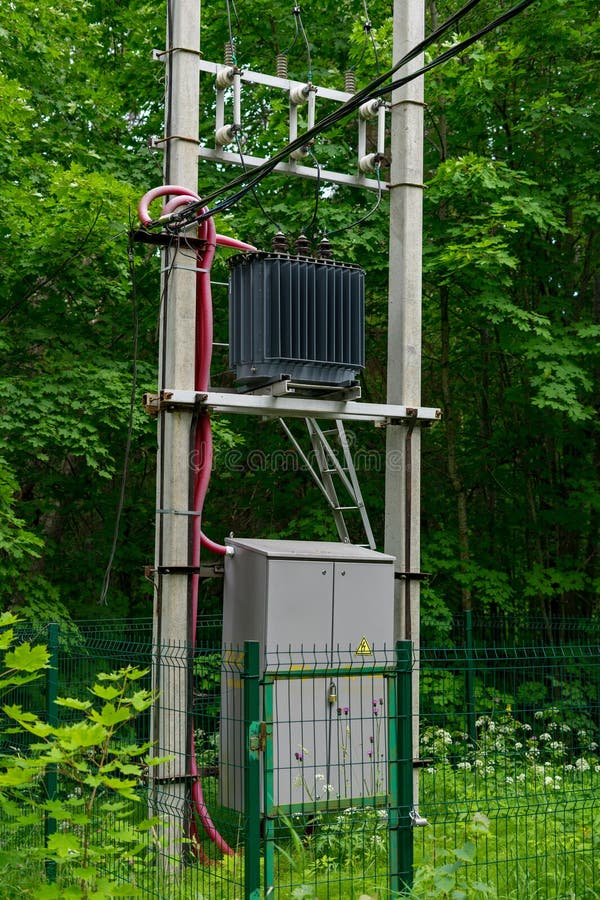 Electric Transformer on Concrete Supports Stock Image - Image of ...