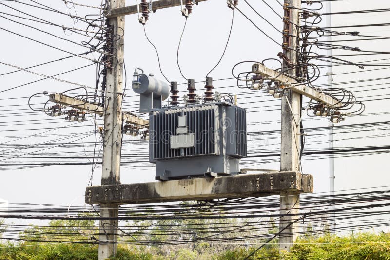 Electric Transformer Substation Stock Image - Image of regulator ...