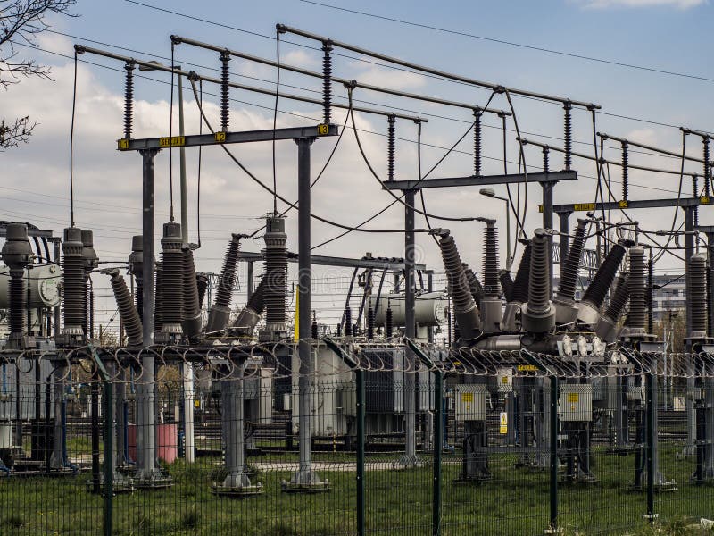 Electric Transformers of Railway Lines Stock Image - Image of energy ...