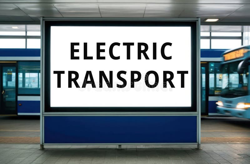Electric Transport Text Words Phrase on a Billboard Stock Illustration ...