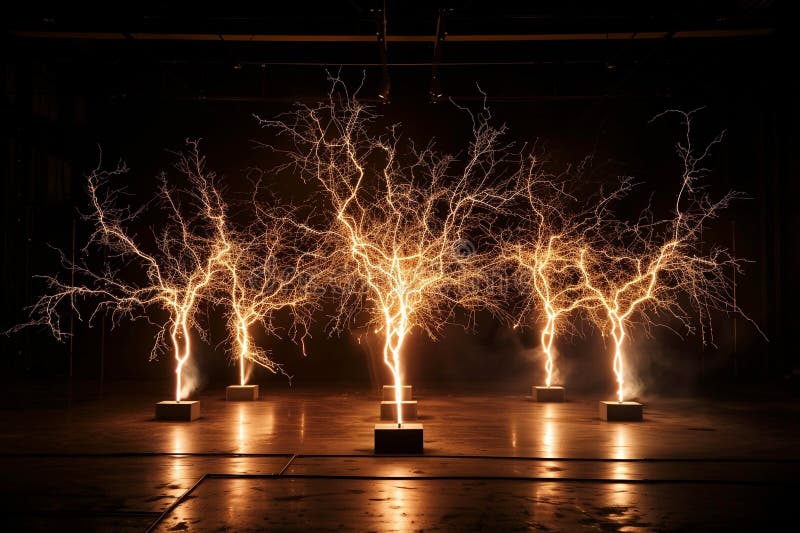 Electric Trees Art Installation Stock Illustration - Illustration of ...