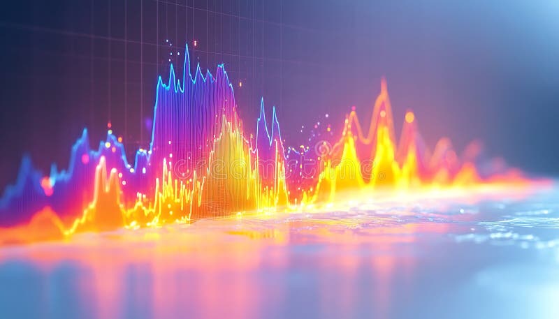 Electric Trendline Chart with Dynamic Hues on White Surface Stock ...