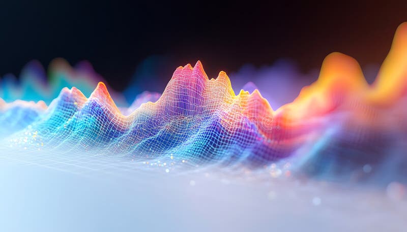 Electric Trendline Chart with Dynamic Hues on White Surface Stock ...