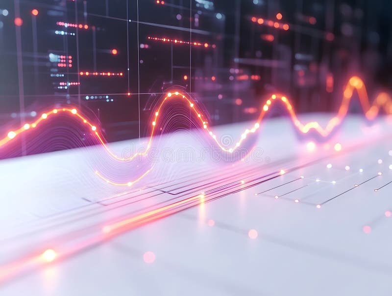 Electric Trendline Graph with Dynamic Accents on White Surface Stock ...