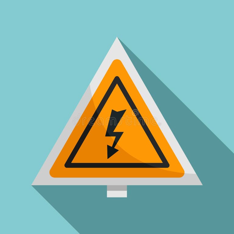 Electric Triangle Icon, Flat Style Stock Vector - Illustration of ...