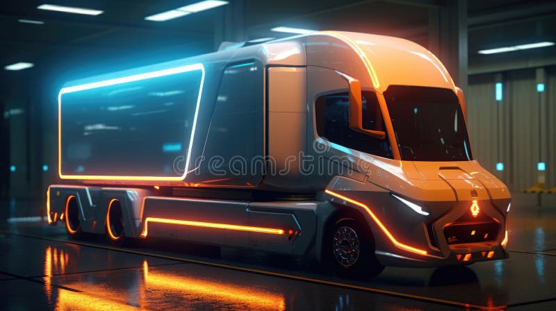 The Electric Truck of the Future Stock Illustration - Illustration of ...