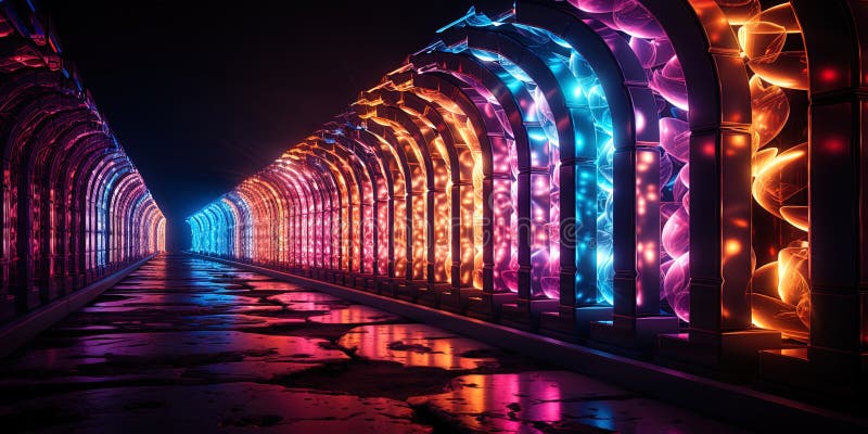 An Electric Tunnel of Neon Tubes Illuminating the Path, As If he Had ...