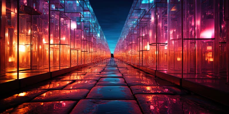 An Electric Tunnel of Neon Tubes Illuminating the Path, As If he Had ...