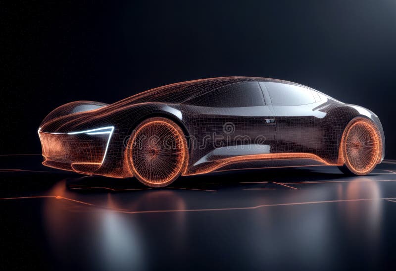 Electric Twin Background Autonomous Car 3d Black Concept Digital ...