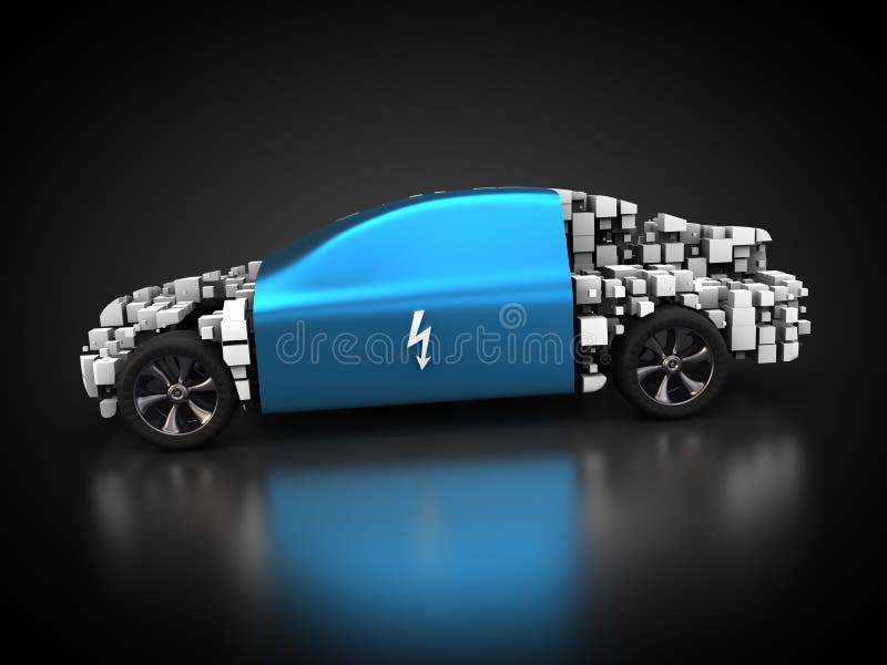 Electric Vehicle with Abstract Carbody Stock Illustration ...