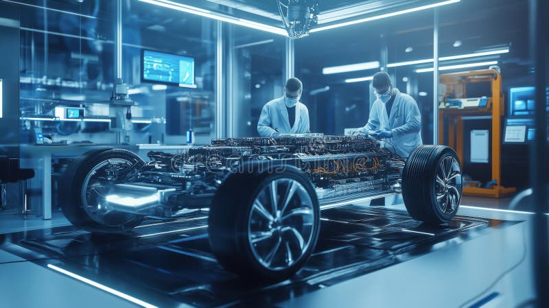 Electric Vehicle Assembly in High-tech Lab Stock Photo - Image of ...