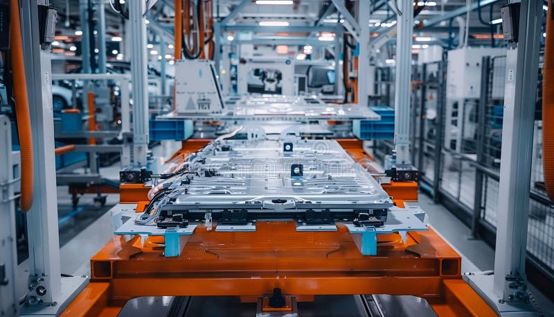 Electric Vehicle Battery Cells are Assembled on Mass Production Line ...