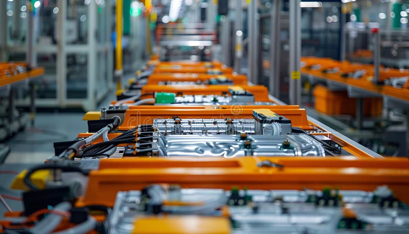Electric Vehicle Battery Cells are Assembled on Mass Production Line ...