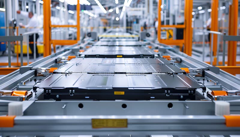 Electric Vehicle Battery Cells are Assembled on Mass Production Line ...