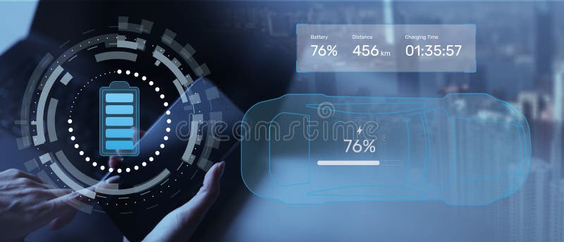Electric Vehicle Battery Monitoring Dashboard Stock Photo - Image of ...